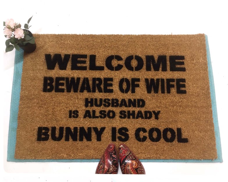 Bun Is Coolwelcome Beware Of Husband Wife Is Cool Rude Funny Doormat